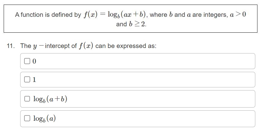 Solved A function is defined by f(x)=logb(ax+b), ﻿where b | Chegg.com