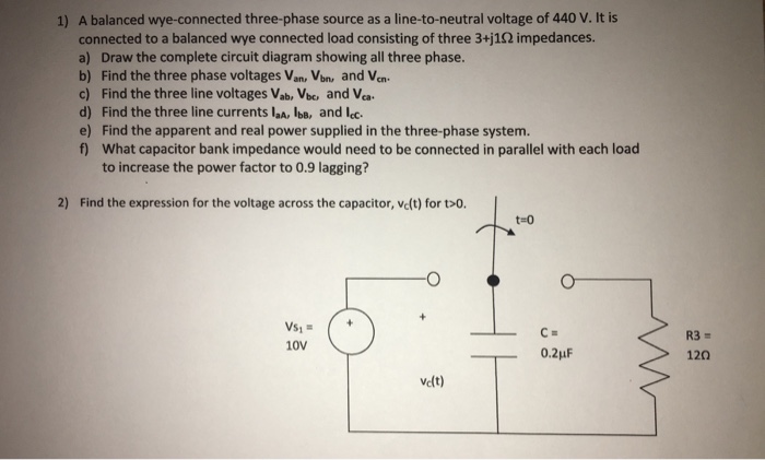 Solved A balanced wye-connected three-phase source as a | Chegg.com