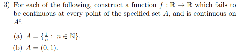 Solved For each of the following, construct a function f : R | Chegg.com