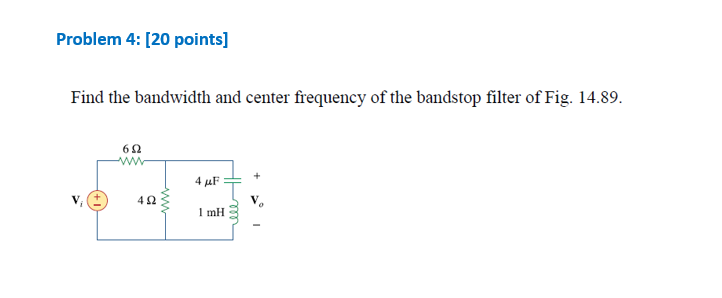 Solved Problem 4: [20 points] Find the bandwidth and center | Chegg.com