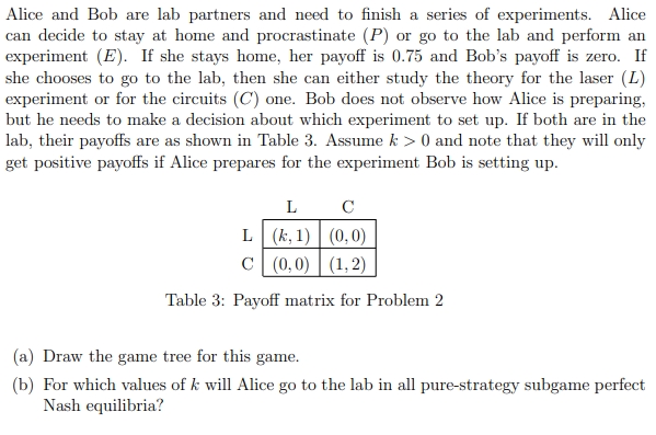 Solved Alice and Bob are lab partners and need to finish a | Chegg.com