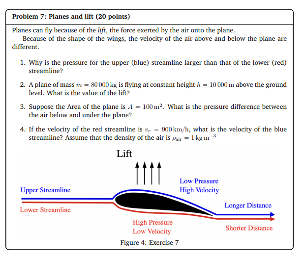Solved Problem 7: Planes and lift (20 points) Planes can fly | Chegg.com