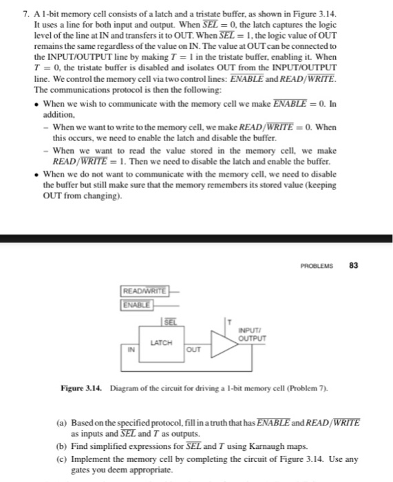 Solved 1 -bit memory cell consists of a latch and a tractate | Chegg.com