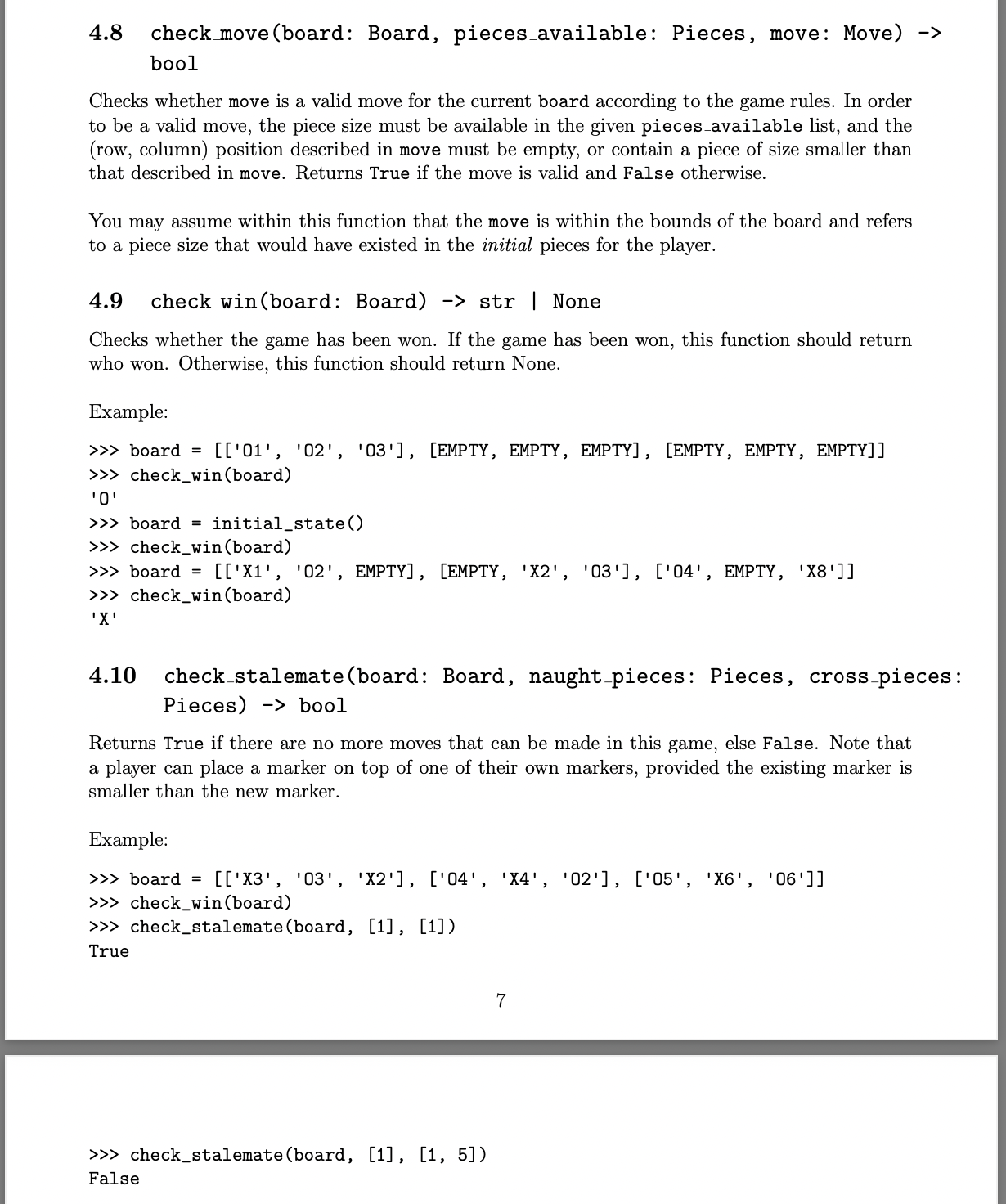 Solved 4.8 check move(board: Board, pieces_available: | Chegg.com