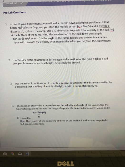 Solved Pre-Lab Questions 1. In one of your experiments, you | Chegg.com