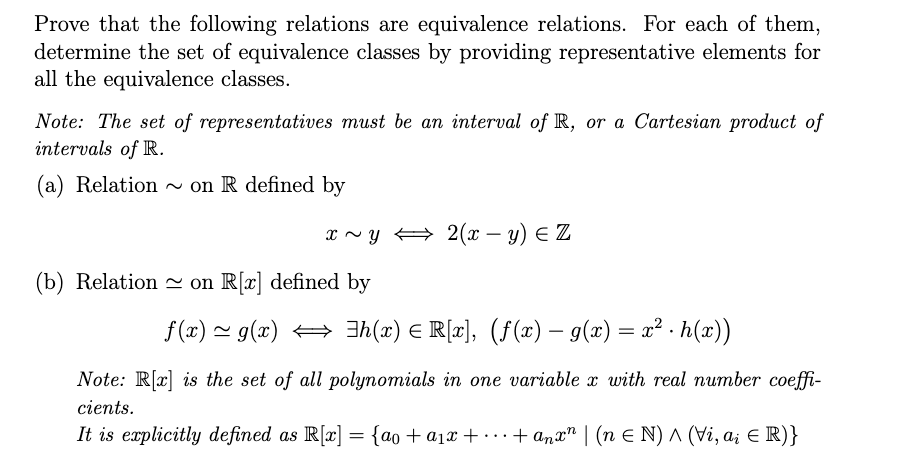 Prove that the following relations are equivalence | Chegg.com