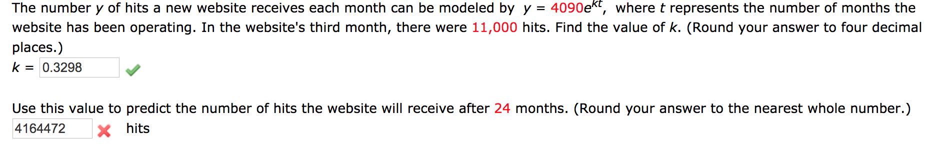 Solved The number y of hits a new website receives each | Chegg.com