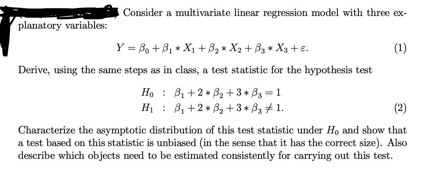 Consider a multivariate linear regression model with | Chegg.com