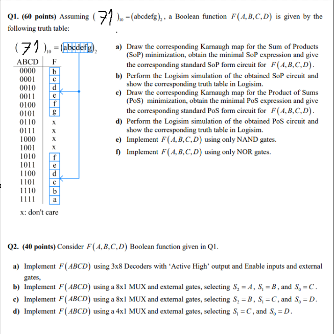 Solved Q1. (60 points) Assuming (7↑)10=( abcdefg )2, a | Chegg.com