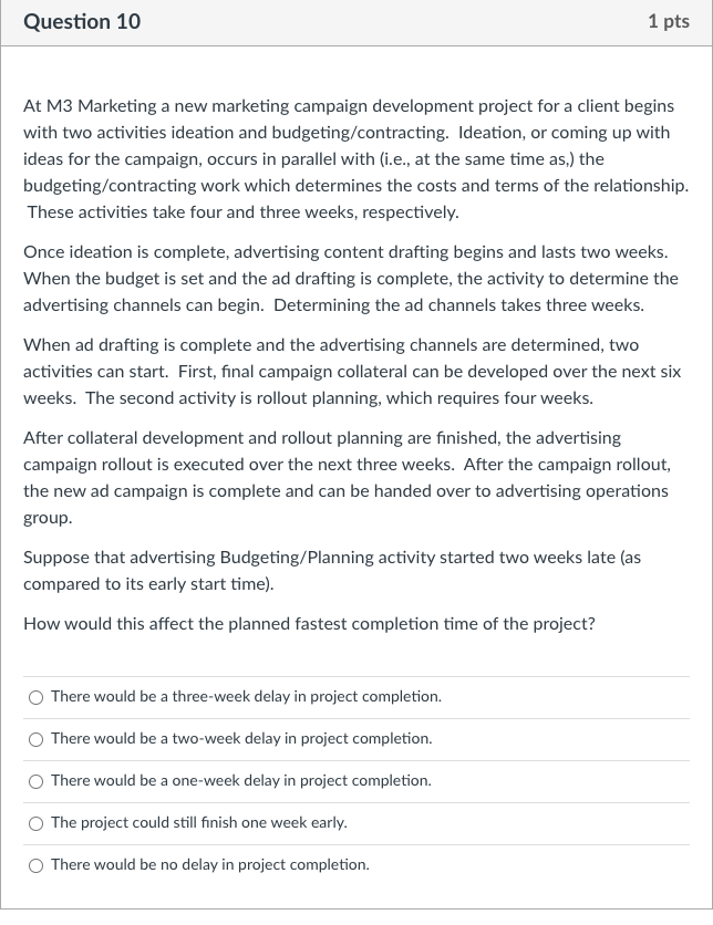 Solved At M3 Marketing a new marketing campaign development | Chegg.com