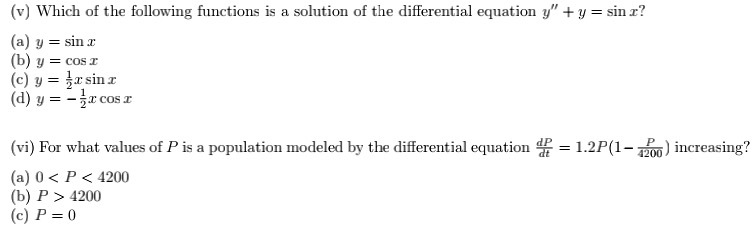 Solved (v) Which of the following functions is a solution of | Chegg.com