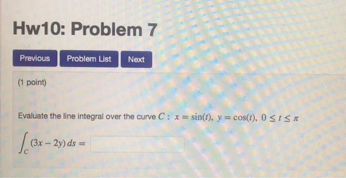 Solved Hw10: Problem 7 Previous Problem List Next (1 point) | Chegg.com