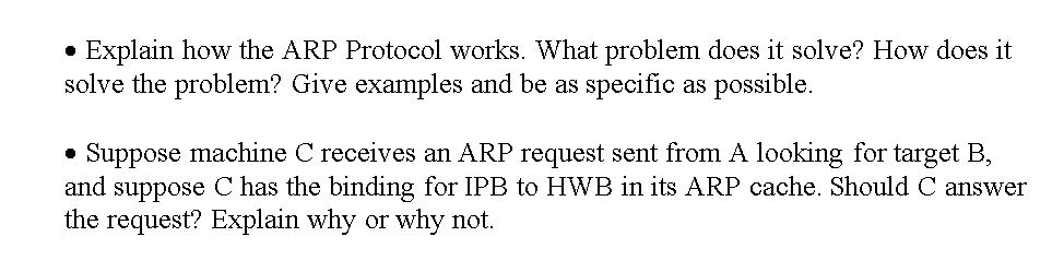 Solved • Explain how the ARP Protocol works. What problem | Chegg.com