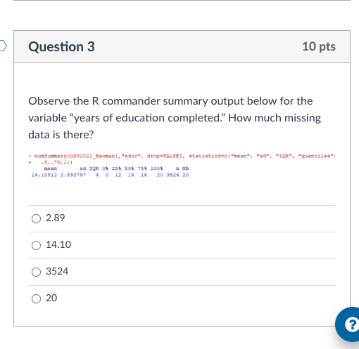 Solved Observe the R commander summary output below for the | Chegg.com