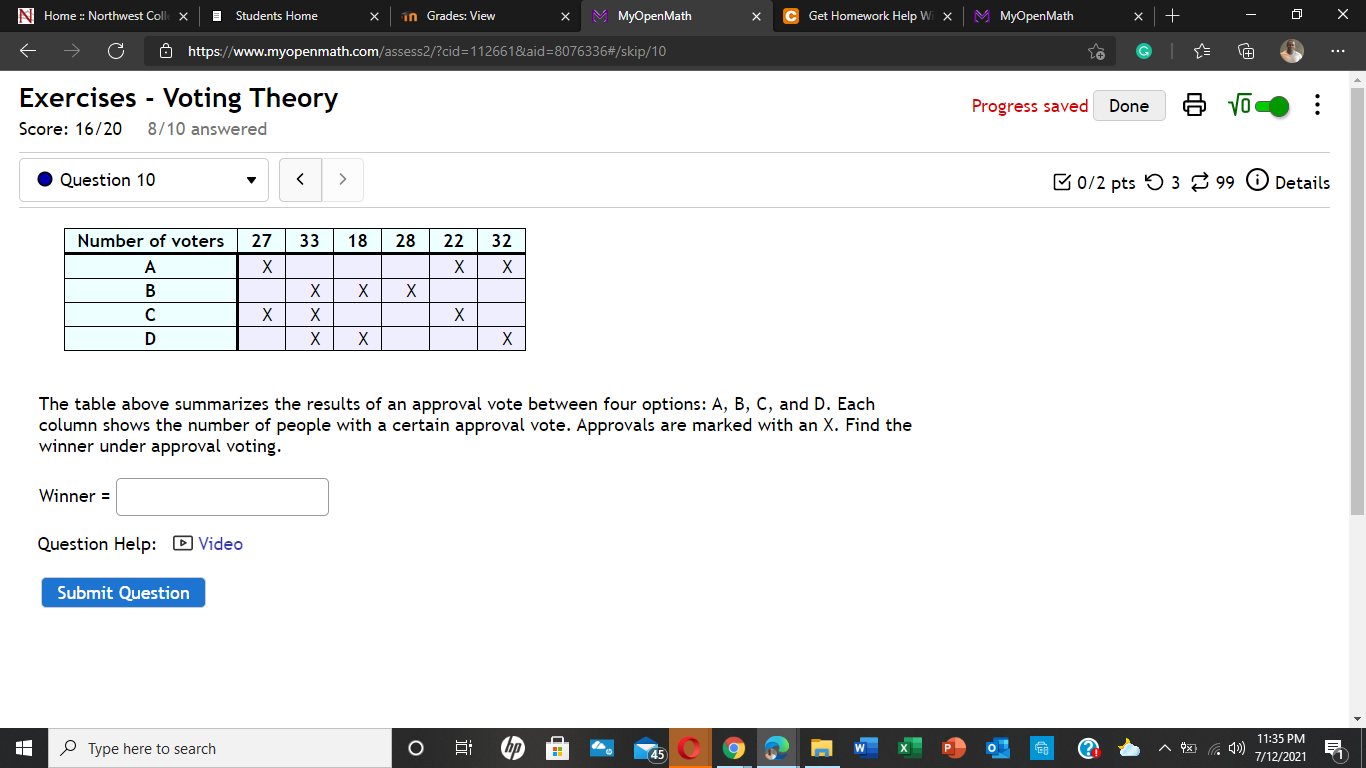 Solved Get Homework Help W X MyOpenMath X Home :: Northwest | Chegg.com