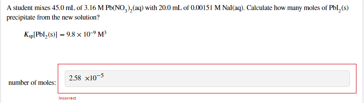 Solved A student mixes 45.0 mL of 3.16 M Pb(NO3)2(aq) with | Chegg.com