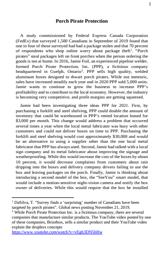 Solved 1 Porch Pirate Protection A study commissioned by | Chegg.com