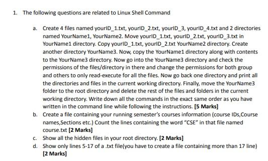 Solved The following questions are related to Linux Shell | Chegg.com