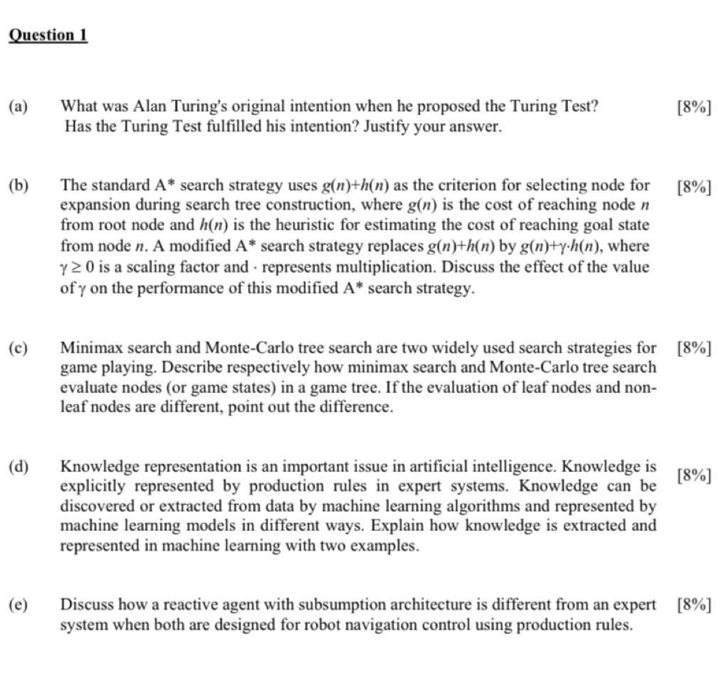 Solved Question 1 (a) What was Alan Turing's original | Chegg.com