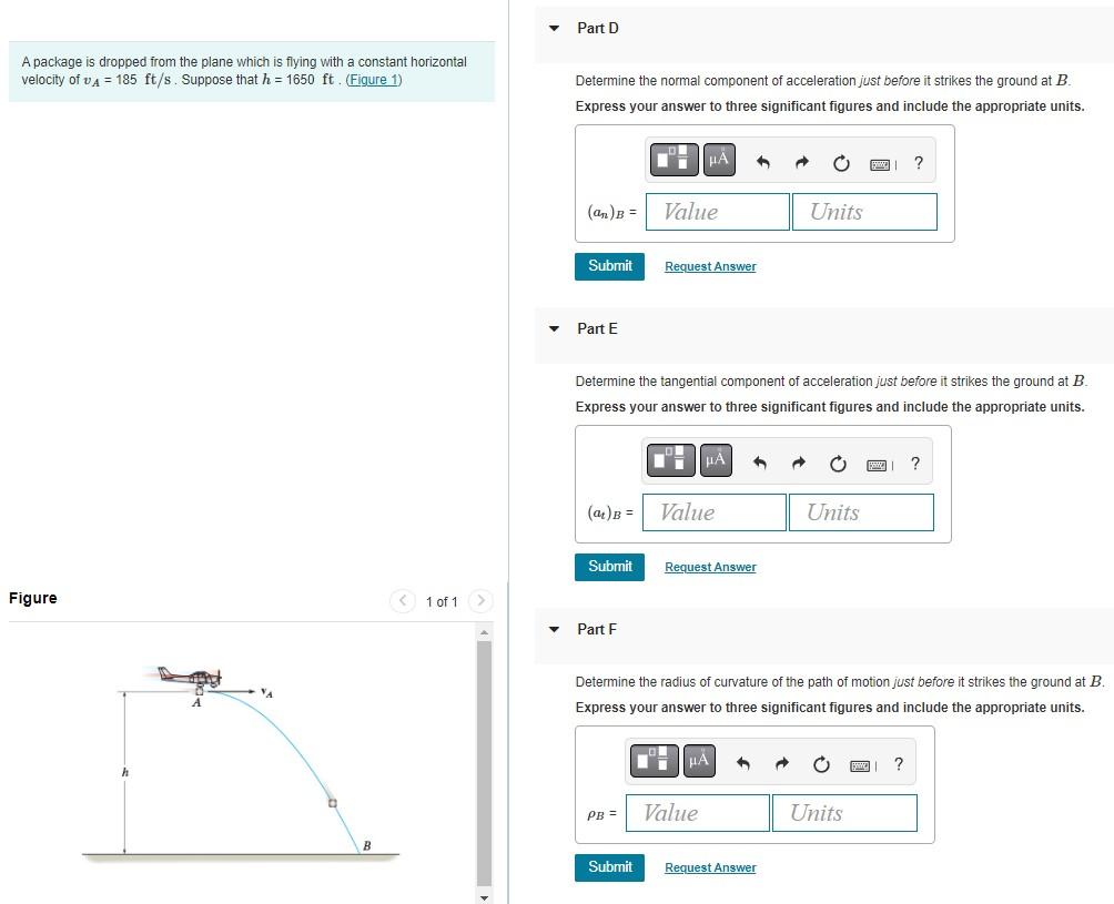 Solved Part A A package is dropped from the plane which is | Chegg.com