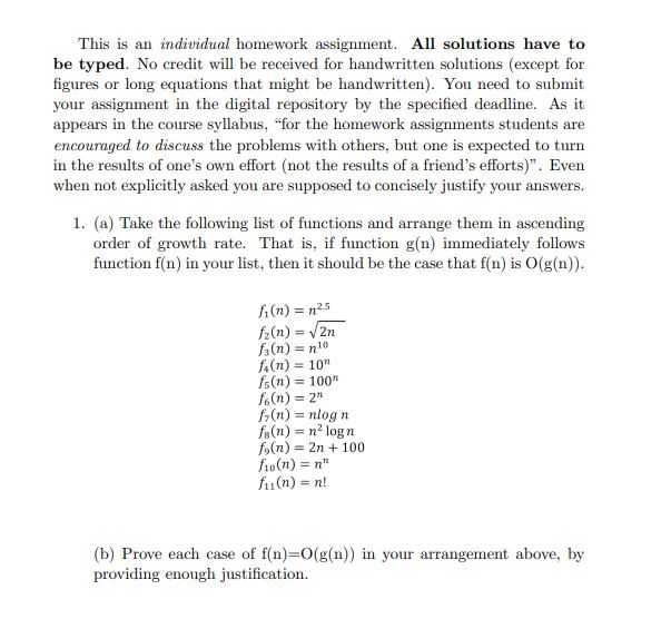 Solved This is an individual homework assignment. All | Chegg.com