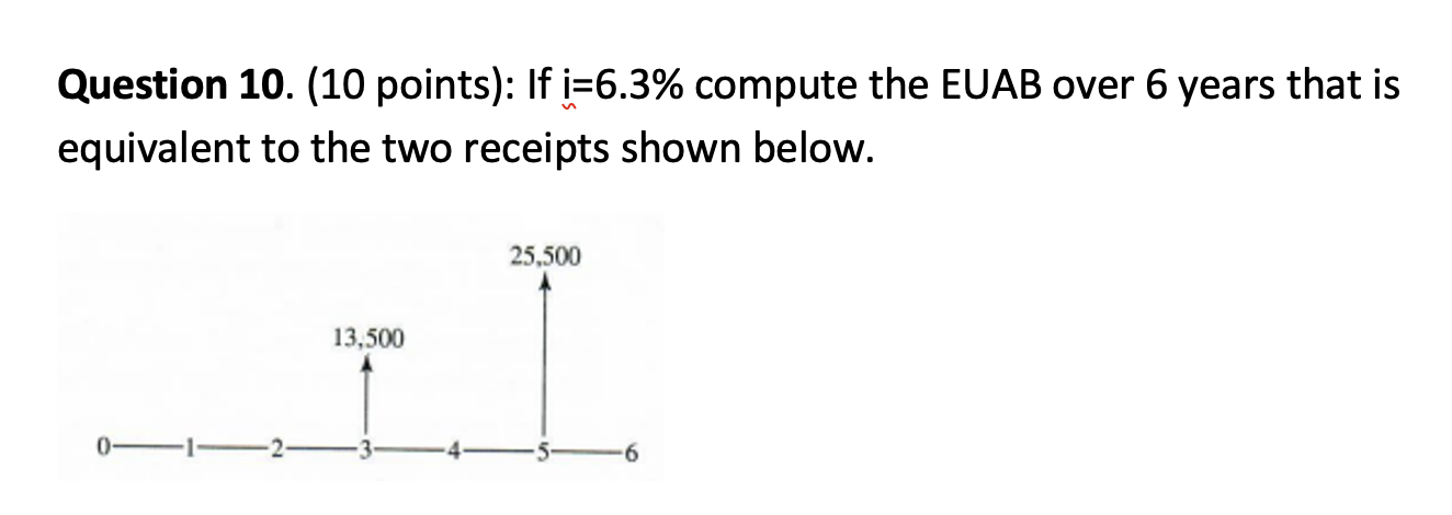 Solved Question 10. (10 points): If i=6.3% compute the EUAB | Chegg.com