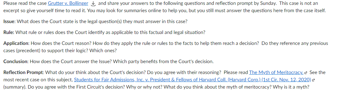 Please read the case Grutter v. Bollinger and share | Chegg.com