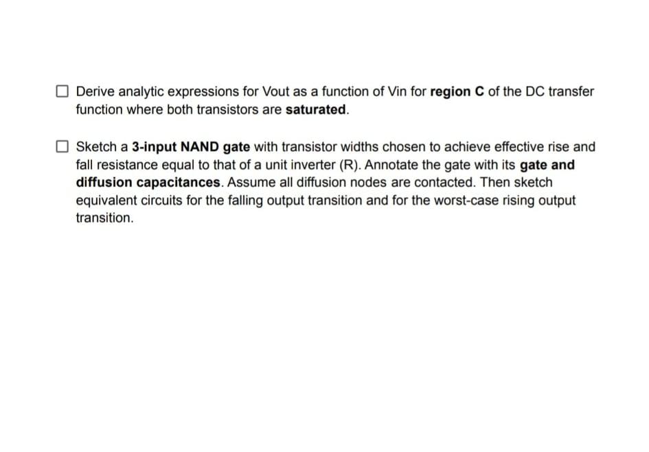 Solved Derive analytic expressions for Vout as a function of | Chegg.com
