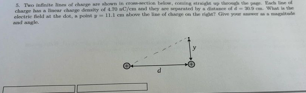 Solved two infinite lines of charge are shown in cross | Chegg.com
