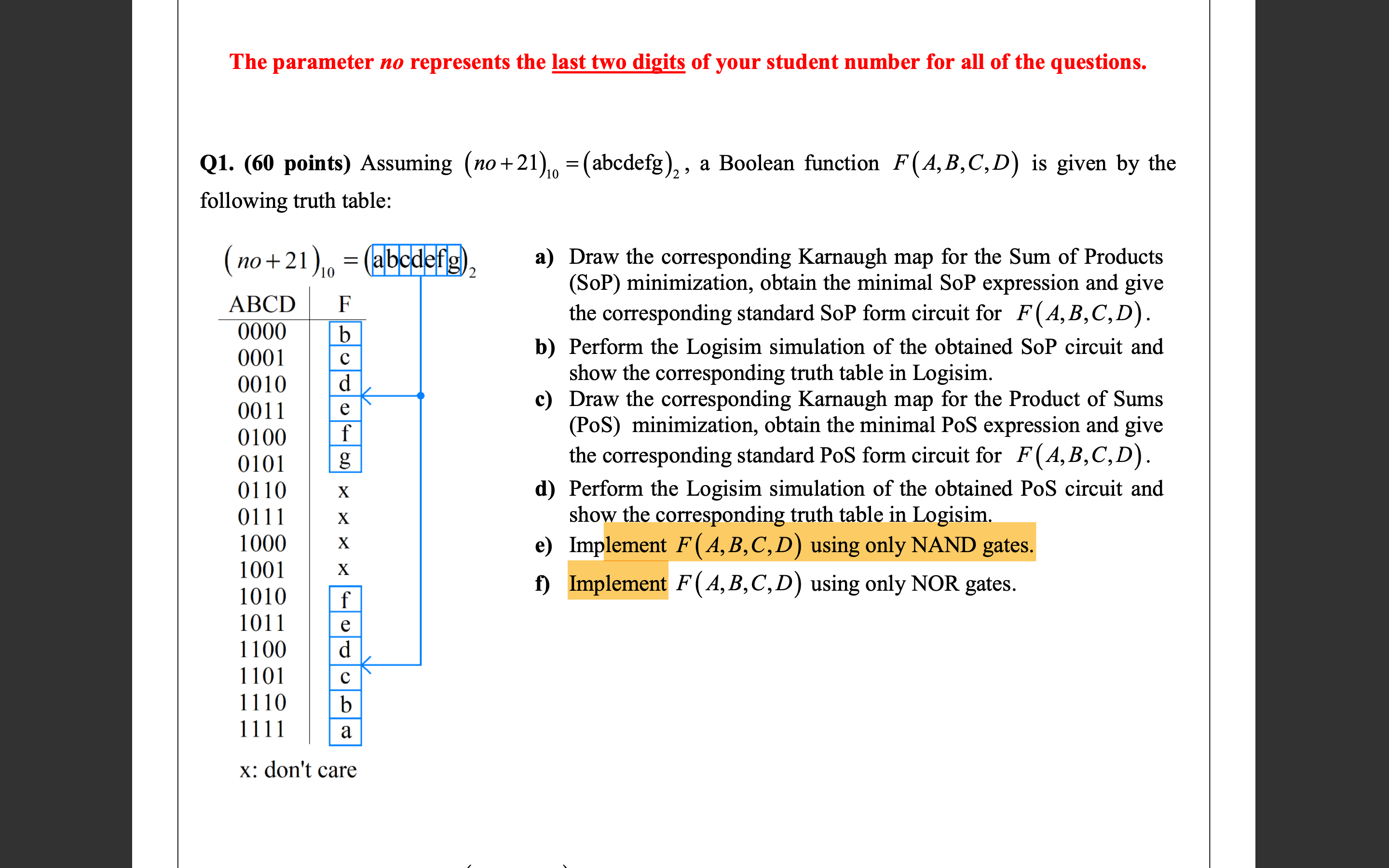 Solved The parameter no represents the last two digits of | Chegg.com