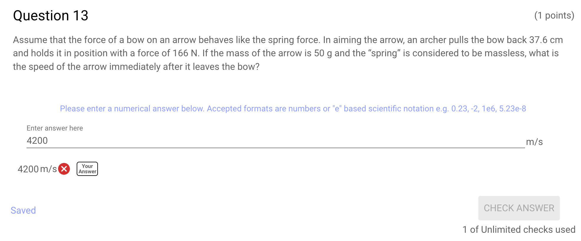 Solved Please enter a numerical answer below. Accepted | Chegg.com