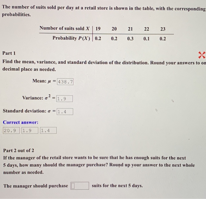 Solved The number of suits sold per day at a retail store is | Chegg.com