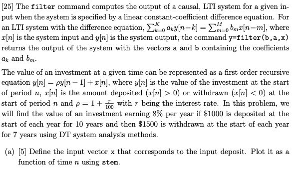 Solved [25] The filter command computes the output of a | Chegg.com