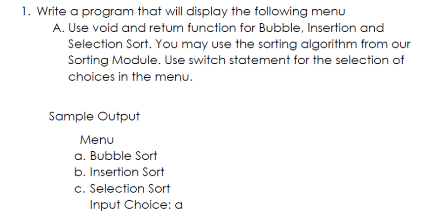 Solved 1. Write a program that will display the following | Chegg.com