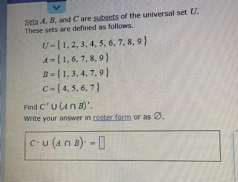Solved Sets A, B, and C are subsets of the universal set U. | Chegg.com