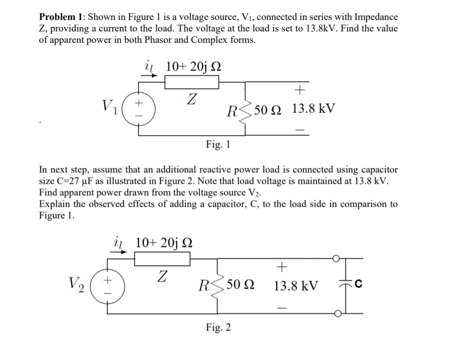 Solved Problem 1: Shown in Figure 1 is a voltage source, V1, | Chegg.com