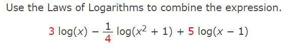 Solved Use the Laws of Logarithms to combine the expression. | Chegg.com