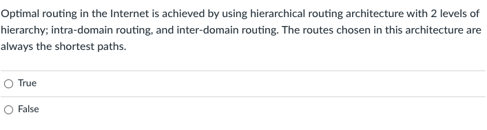 Solved Optimal routing in the Internet is achieved by using | Chegg.com