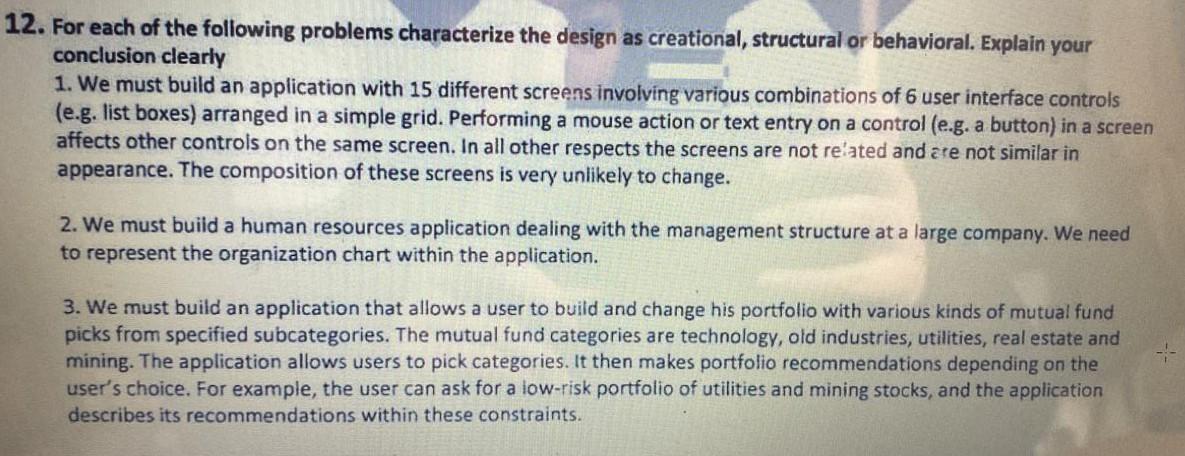 Solved 12. For each of the following problems characterize | Chegg.com