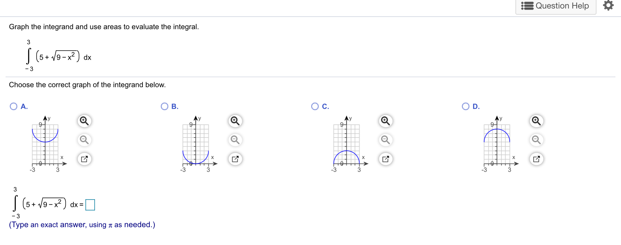 Solved Question Help Graph the integrand and use areas to | Chegg.com