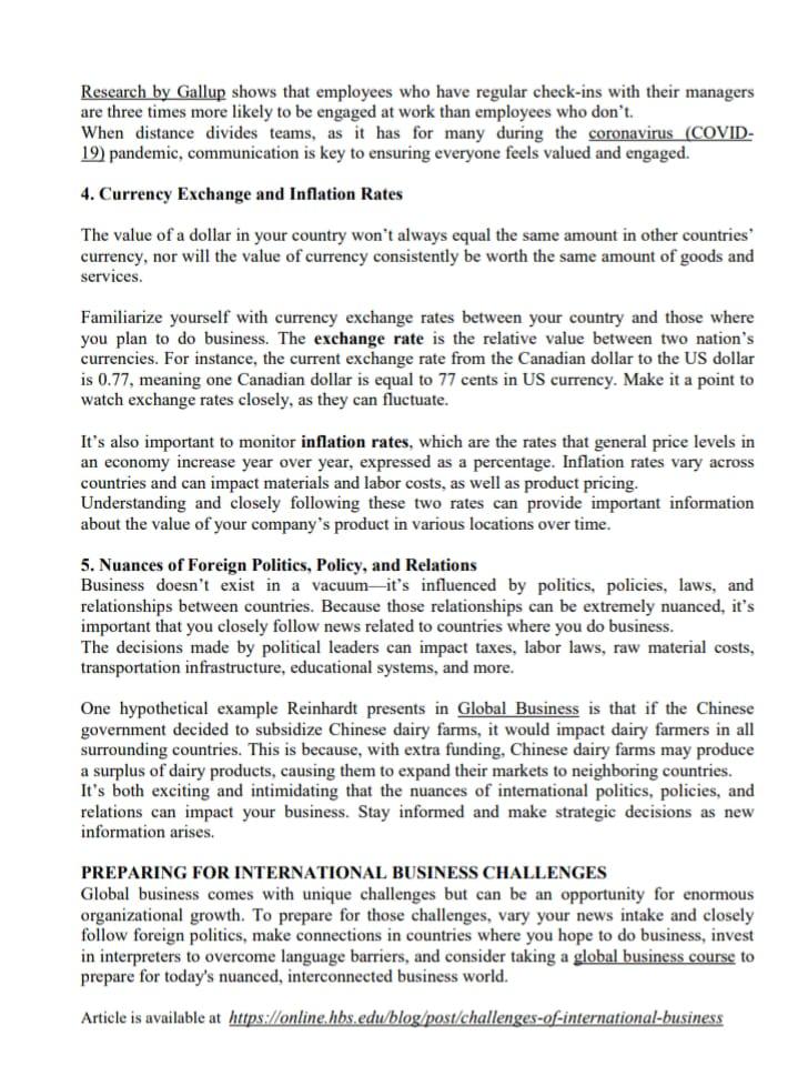 Solved 1. Read the article below and answer the following | Chegg.com