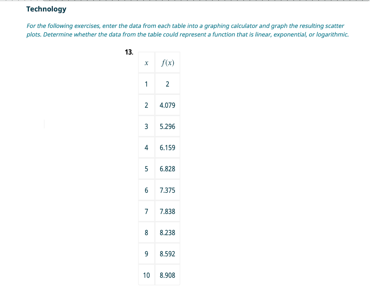 Solved For the following exercises, enter the data from each | Chegg.com