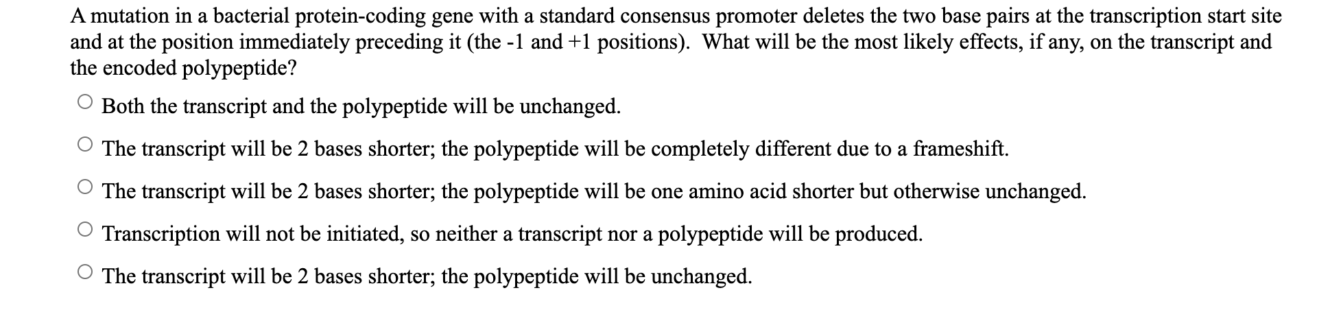 Solved A mutation in a bacterial protein-coding gene with a | Chegg.com