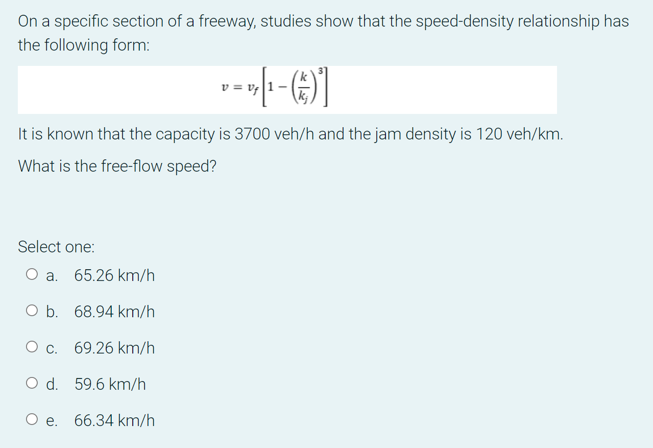Solved On a specific section of a freeway, studies show that | Chegg.com