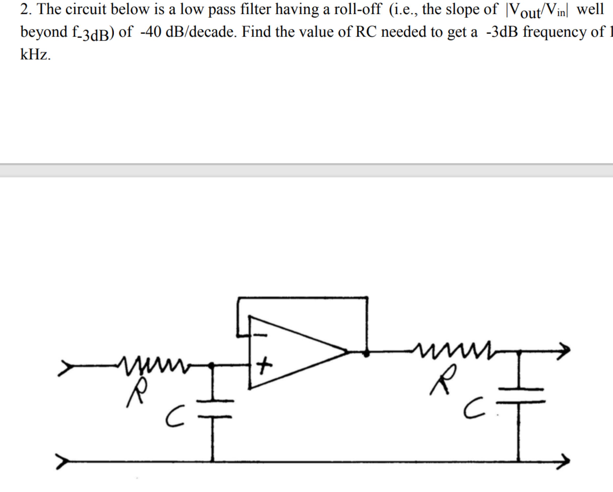 Solved The circuit below is a low pass filter having a | Chegg.com