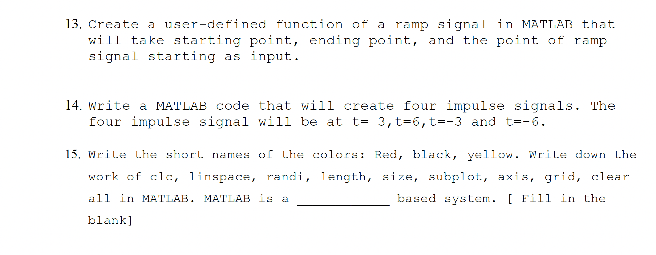Solved 13. Create a user-defined function of a ramp signal | Chegg.com