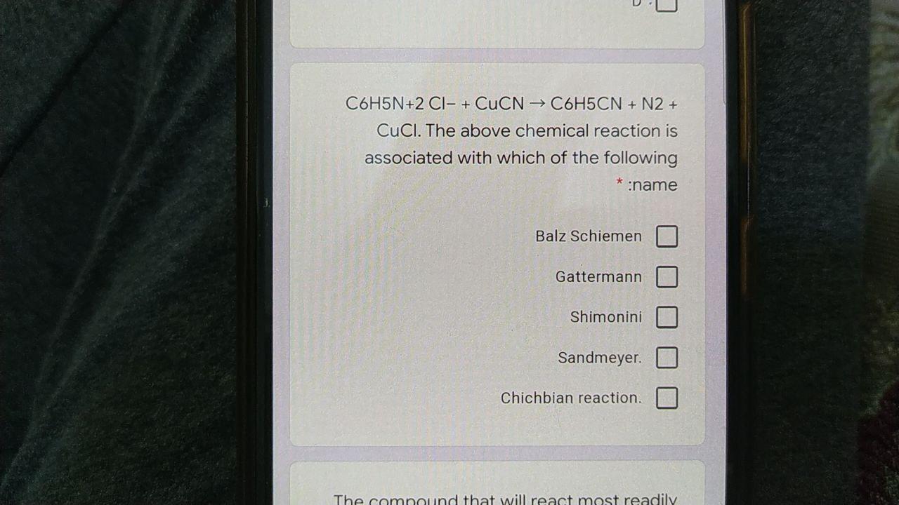 Solved 그 C6H5N+2 CI-+ CuCN → C6H5CN + N2 + CuCl. The above | Chegg.com