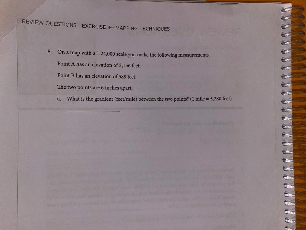 Solved 8. On a map with a 1:24,000 scale you make the | Chegg.com