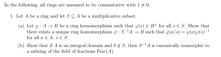 In the following, all rings are assumed to be | Chegg.com