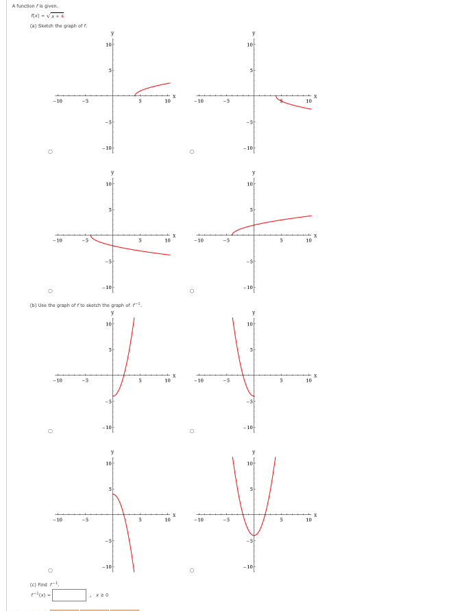 Solved A function f is ﻿given.f(x)=x+42(a) ﻿Sketch the graph | Chegg.com